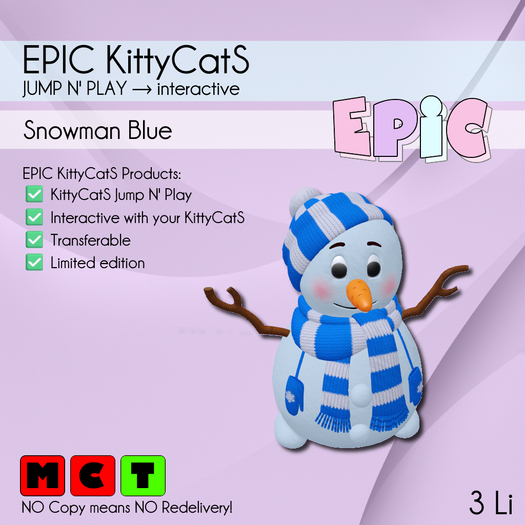 Second Life Marketplace - [EPIC KittyCatS] Snowman Blue (interactive ...
